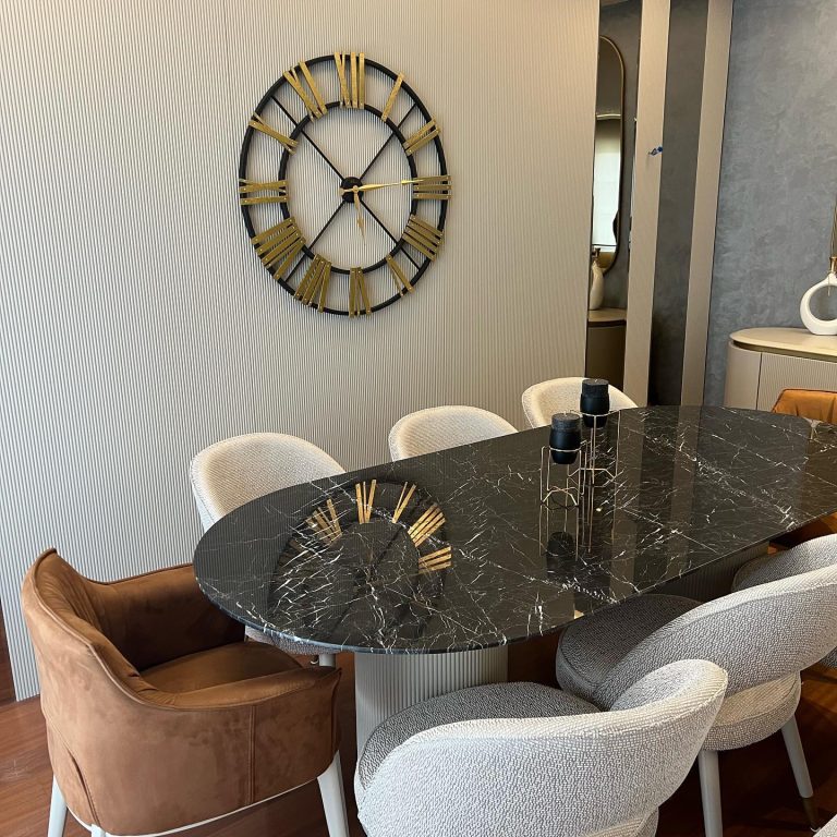 Ahşap Ayaklı Siyah Mermer Masa - Vogo Design Ahşap Ayaklı Siyah Mermer Masa - Vogo Design