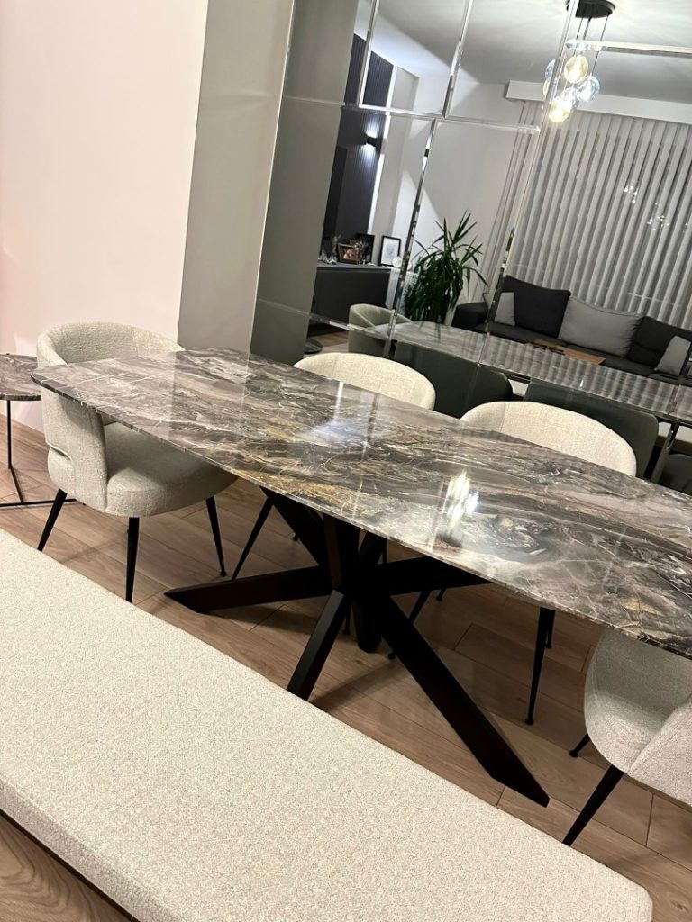 Siyah Örümcek Ayaklı Grigio Mermer Masa - Vogo Design Siyah Örümcek Ayaklı Grigio Mermer Masa - Vogo Design